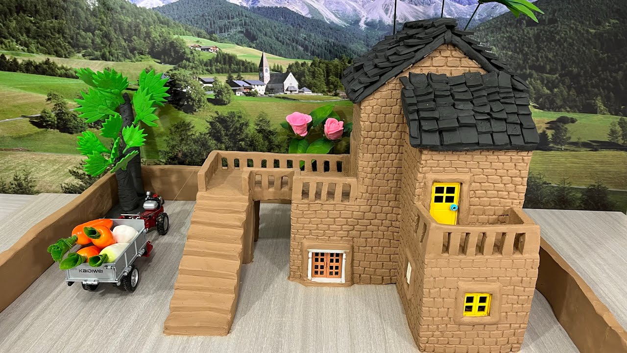 Building a country house out of clay (simplified version)#diy - YouTube