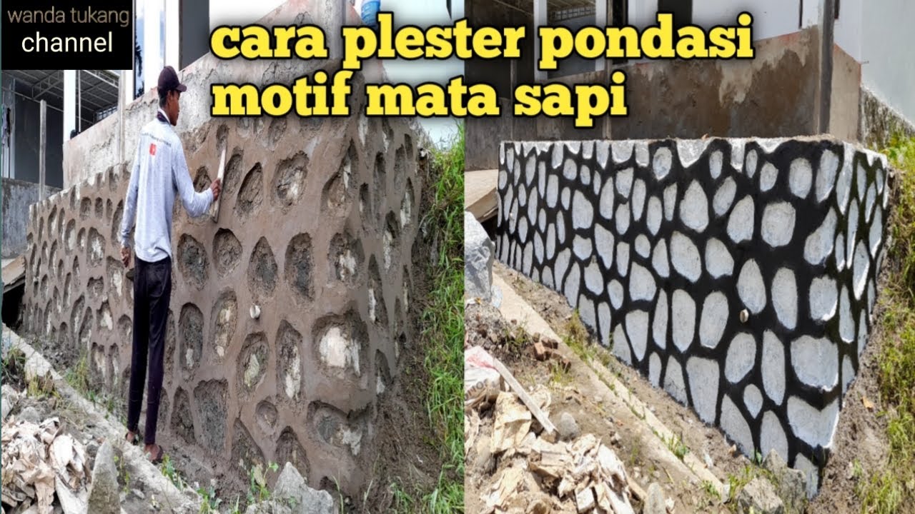 Tutorial lengkap cara plester pondasi turap batu gunung motif mata sapi ...