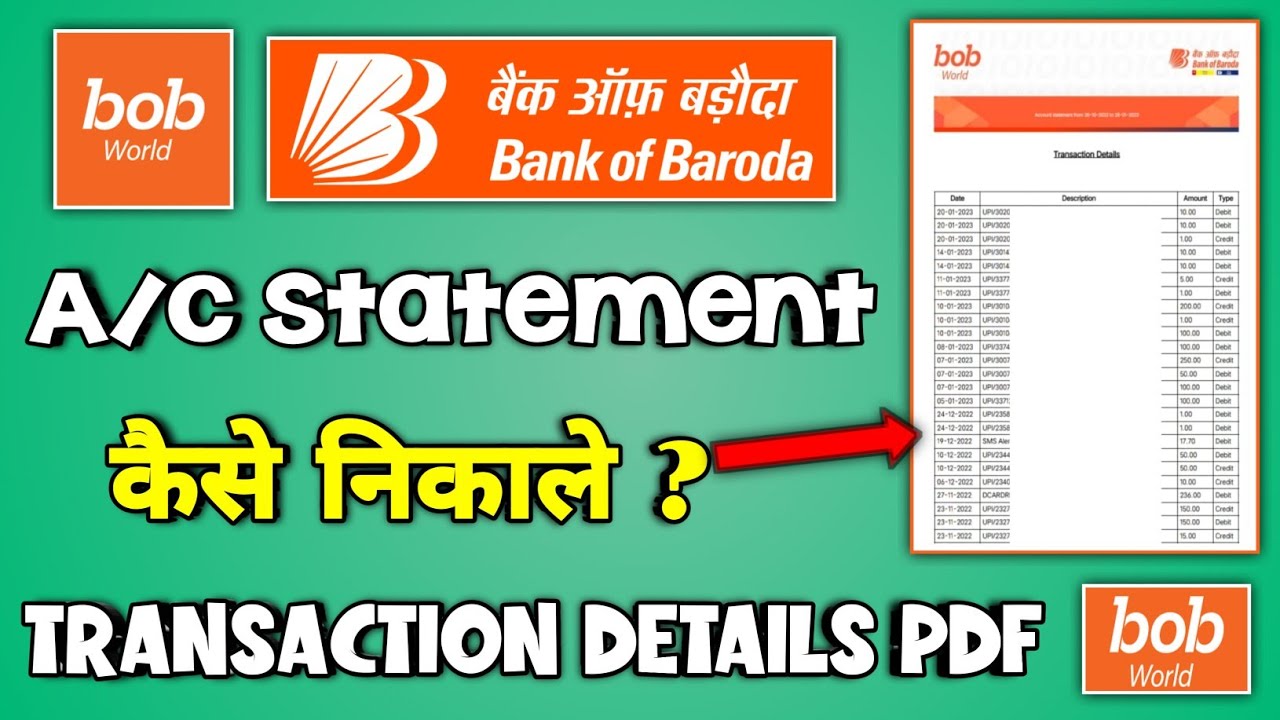 Bank of Baroda Statement Kaise Nikale | bob transaction history kaise ...