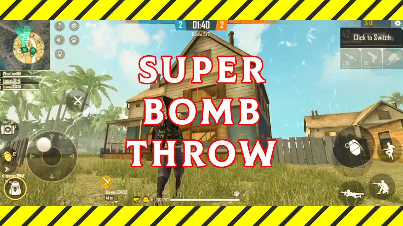 🔥 FREE FIRE 🔥 Super Bomb Throw GAME PLAY | ID: #FunTimeIND | #FUNTIME ...