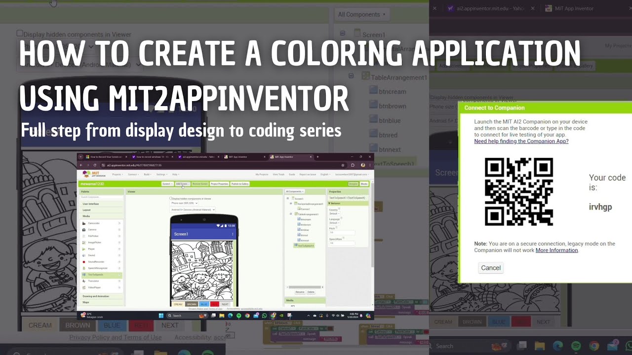 INFORMATICS TASKS USING MIT2APPINVENTOR | how to create a Coloring ...