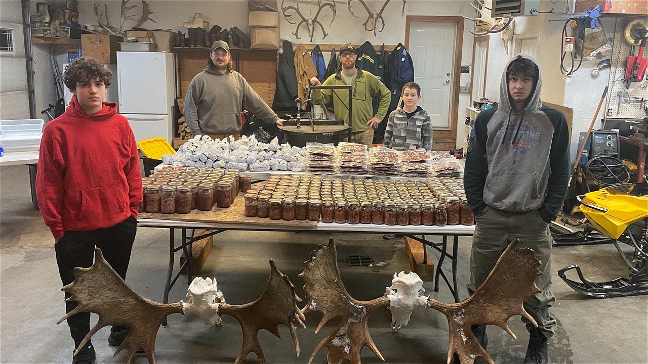 Processing and Canning our Alaskan Moose 151 jars at a time with a ...