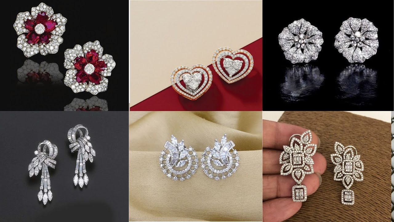 Diamond ear stud designs || Unique and stylish diamond ear stud designs ...