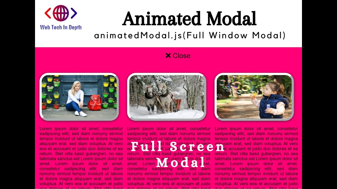 Full Screen Modal Full Screen Modal Using Animated Modal Js Full Screen Modal Using Jquery