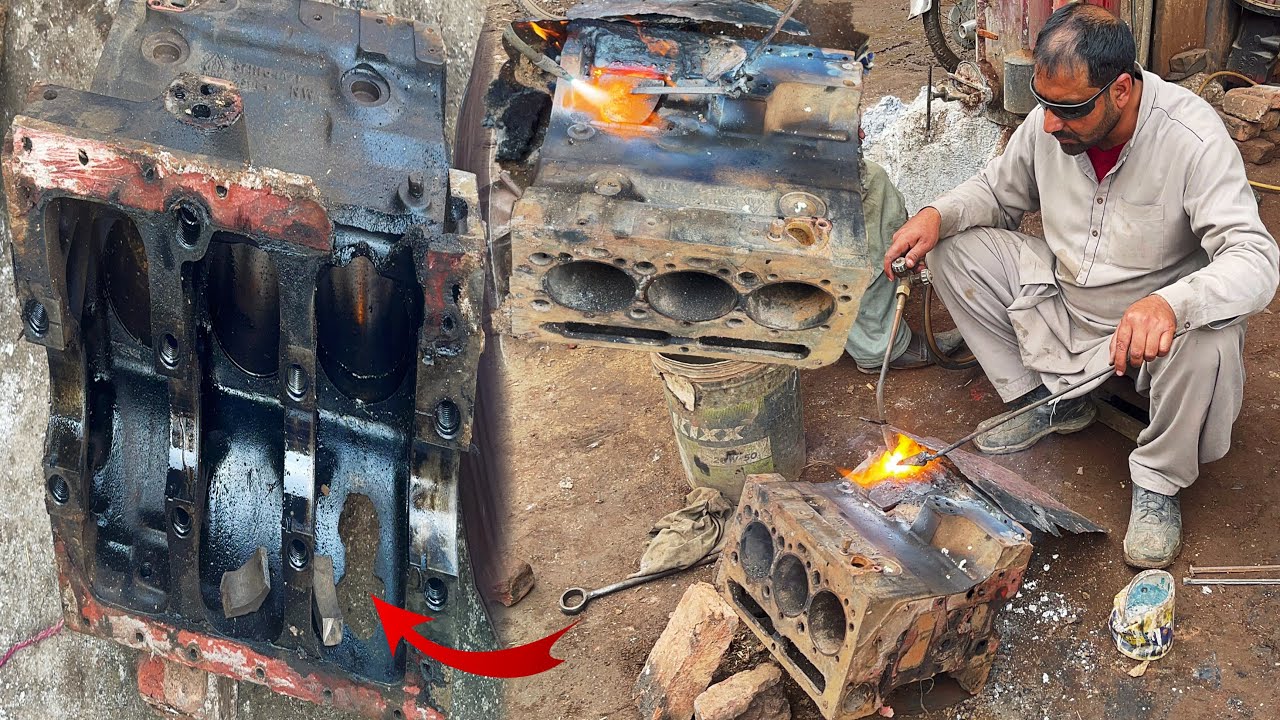 Amazing Welding Process Of Broken Tractor Engine Block // Big Gap ...