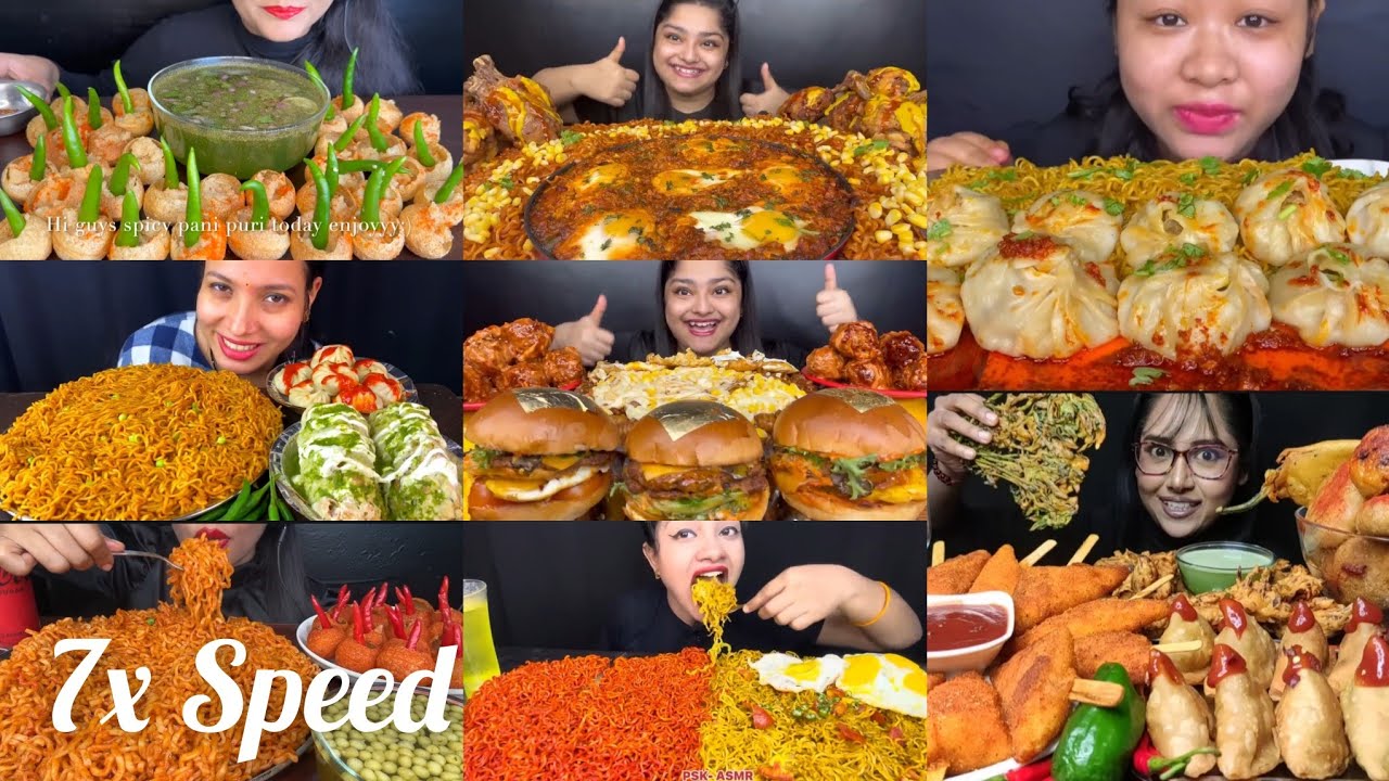FAV ASMR EATING INDIAN STREET FOOD &FAST FOOD in 7x SPEED | 7x SPEED ...