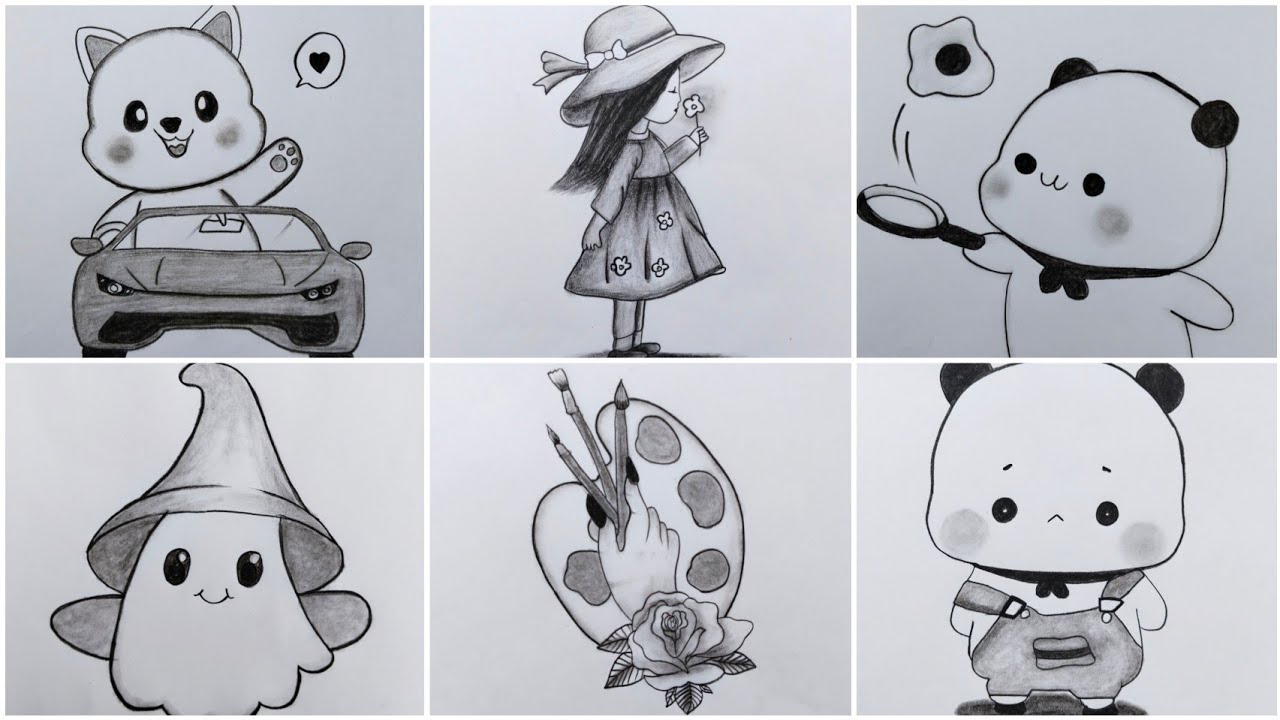 How To Draw A 6 Cute Cartoon Easy Drawing Tutorial || Easy Pencil ...