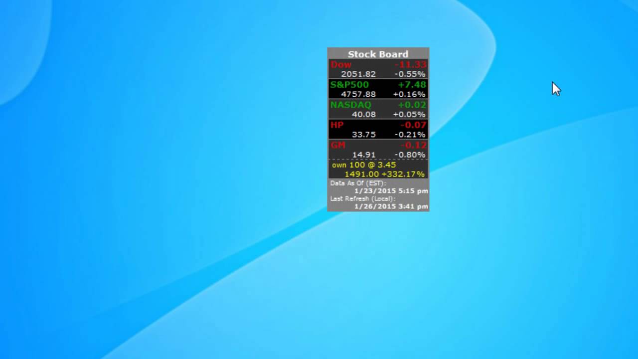 StockBoard Windows 7 Desktop Gadget - YouTube