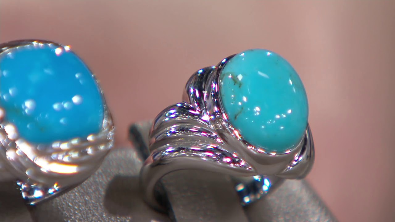 Oval or Cushion Cut Turquoise Ring, Sterling Silver on QVC - YouTube