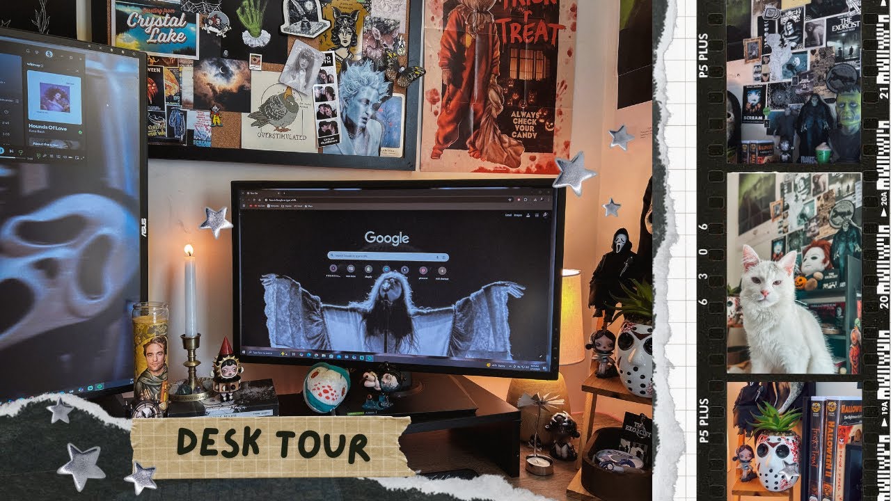 desk tour horror, maximalist desk setup - YouTube