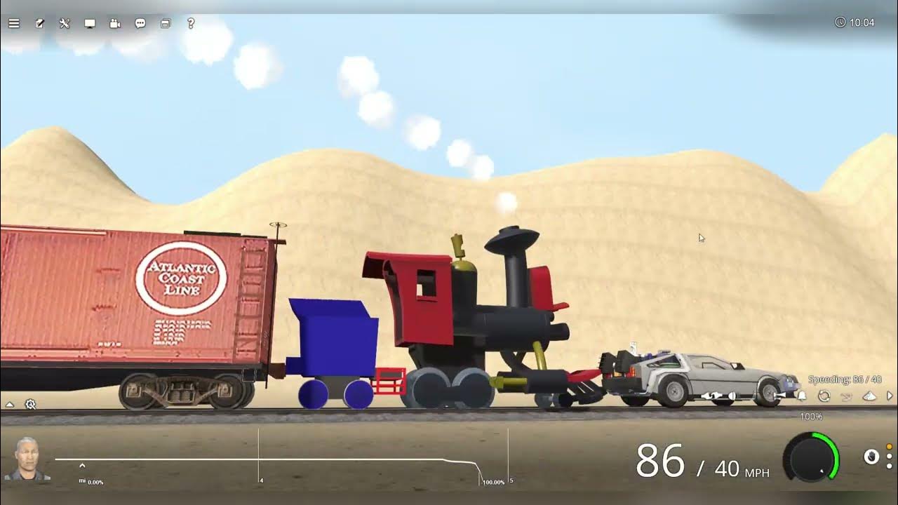 TRAINZ RAILROAD SIMULATOR-TANGY CASEY JR (RELUCTANT DRAGON) VS DELOREAN TRAVEL TIME CAR-JUMP ...
