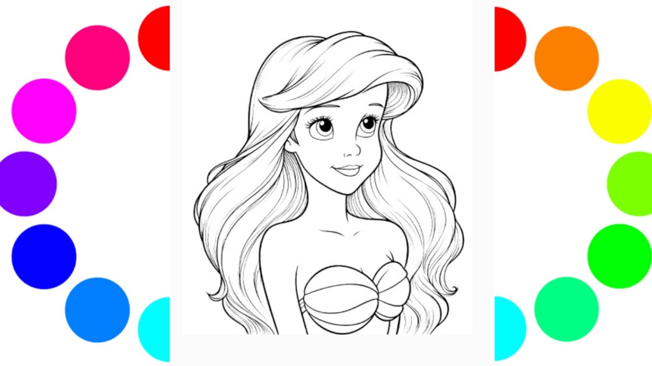 How to draw - Ariel The Little Mermaid - kids - step by step - kids ...
