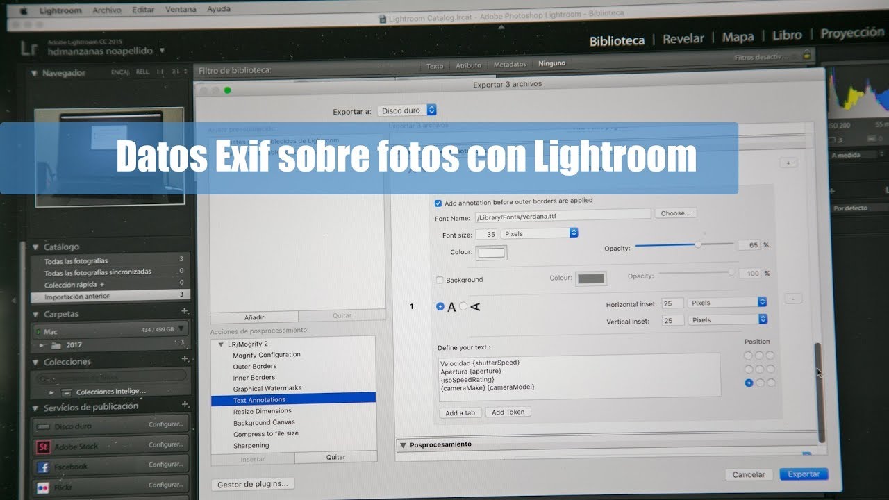 Cómo añadir datos Exif sobre fotografías con Lightroom - YouTube