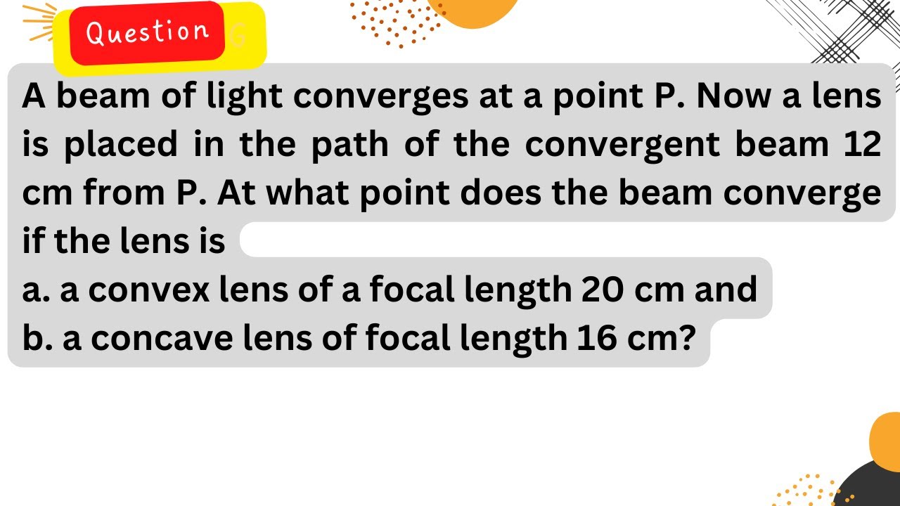 A beam of light converges at a point P. Now a lens is placed in the ...