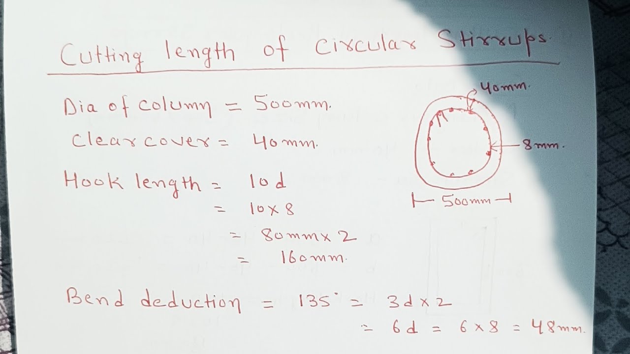 How we calculate cutting length of circular column Stirrup. Circular ...