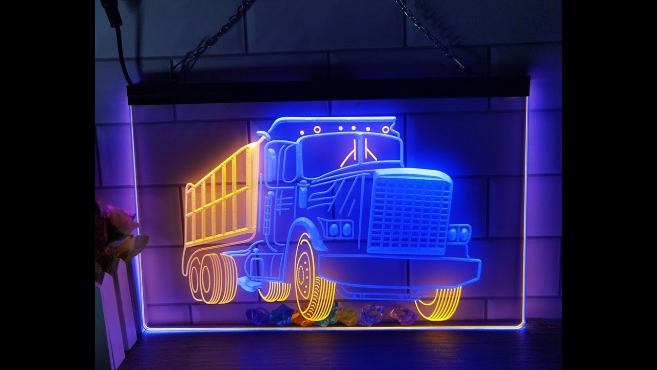 Neon Sign Dump Truck #neonsign #wallhanging #truck #car - YouTube