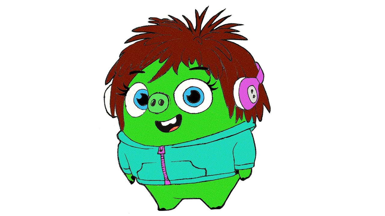 Angry Birds #angrybirds Courtney is a pig with brown hair, cyan eyes ...