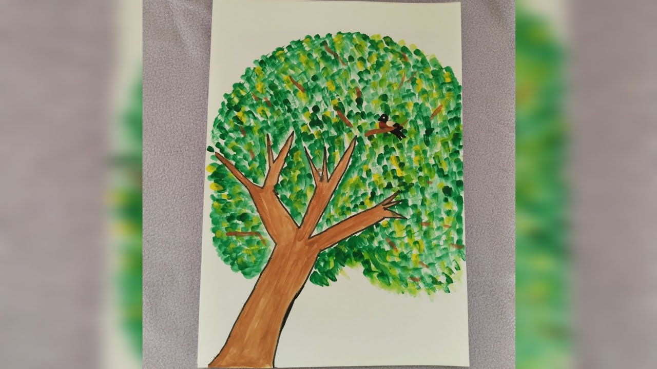 Tree Painting | step by step drawing and coloring | S V Teddy Art's ...