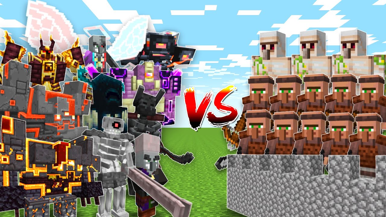 OP BOSSES vs VILLAGER CASTLE - Minecraft Mob Battle - YouTube