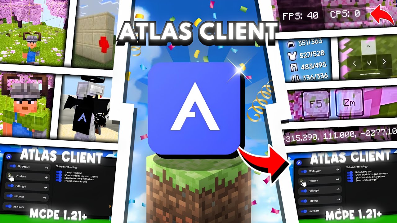 Atlas Client for MCPE 1.21+ 🎮🌟| All-in-One Client + APP +MODS MENU ...