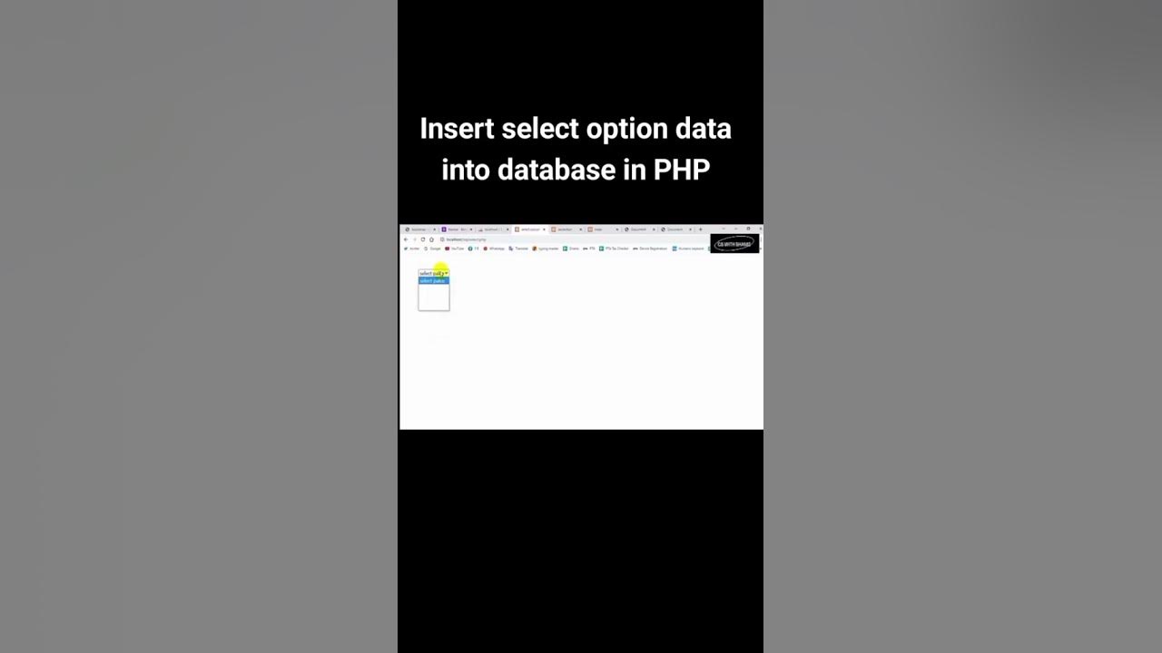 Insert Select Option Data Into Database In Php Youtube