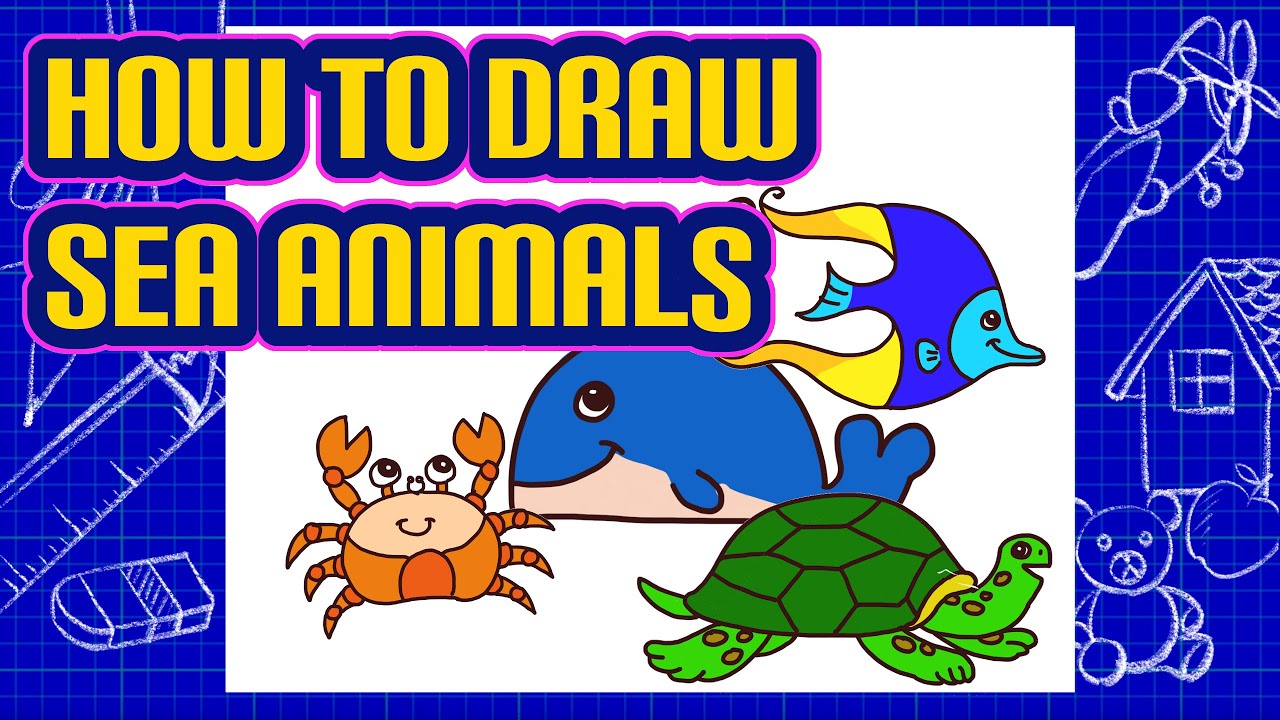 How to draw ocean animals for kids - YouTube