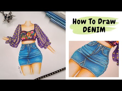 How To Draw Denim || Rendering Of Denim Fabric || Fabric Rendering ...
