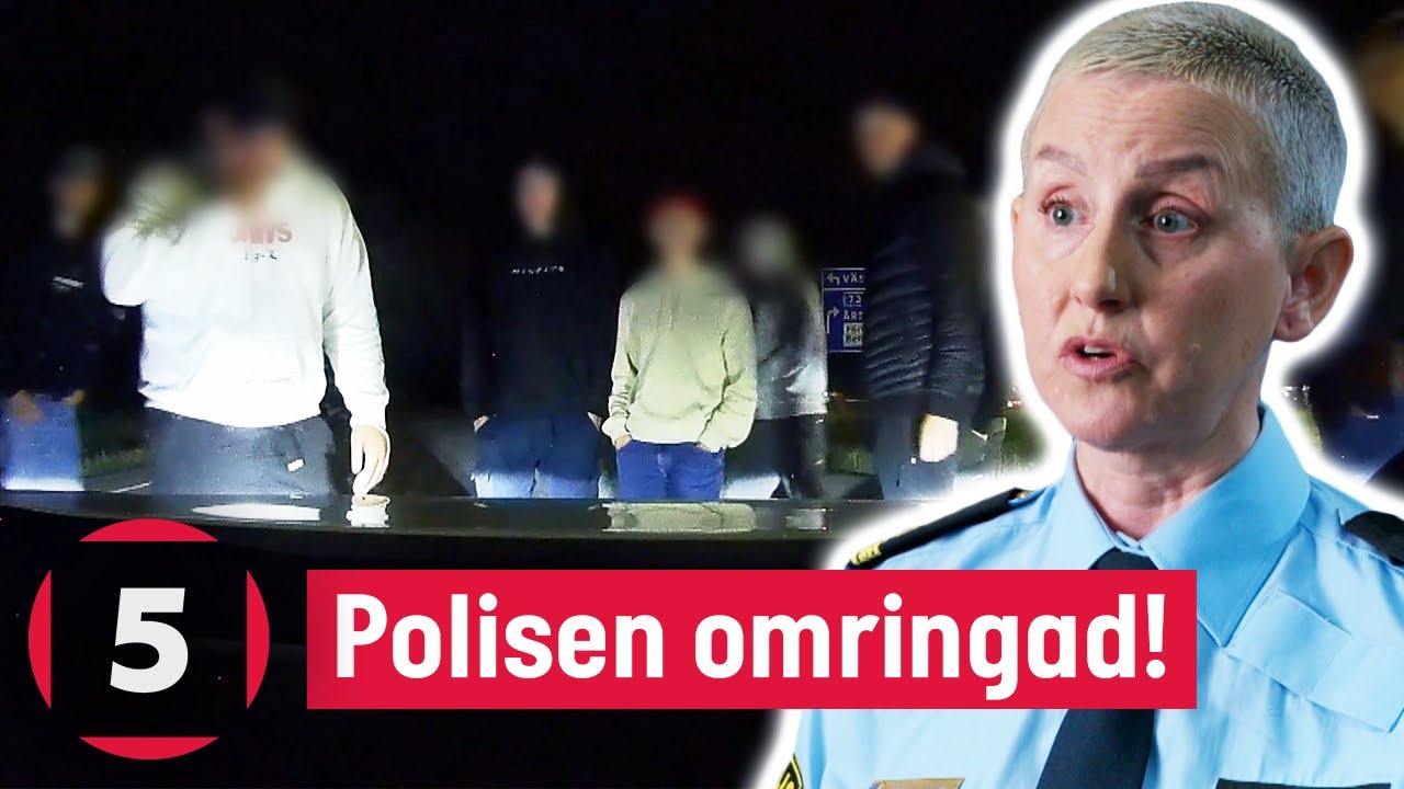 Polisen OMRINGAS vid ett illegalt streetracing-event | Fångat på polisens kamera | Kanal 5 ...