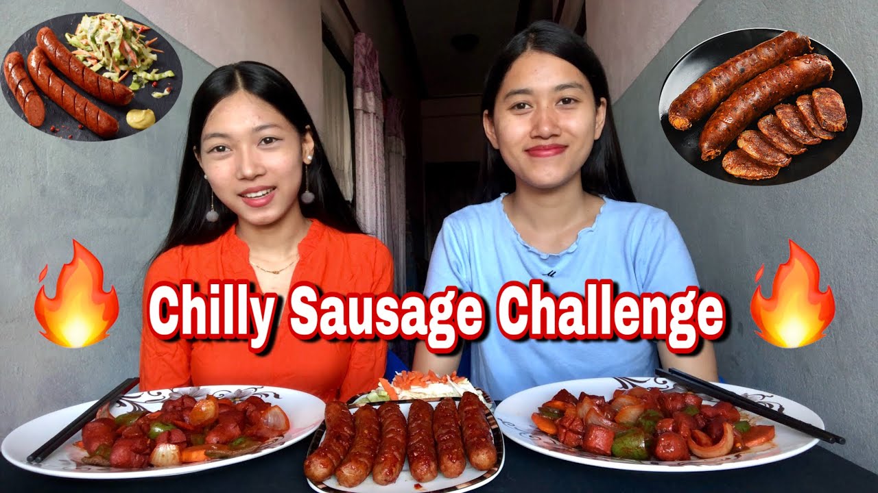 SAUSAGE EATING CHALLENGE🔥🔥|| CHILLY SAUSAGE|| NEPALI FOOD CHALLENGES ️ ...