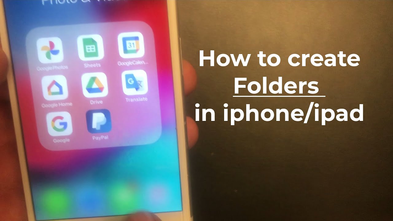 how to create folders iphone /ipad كيفية إنشاء المجلدات والملفات - YouTube