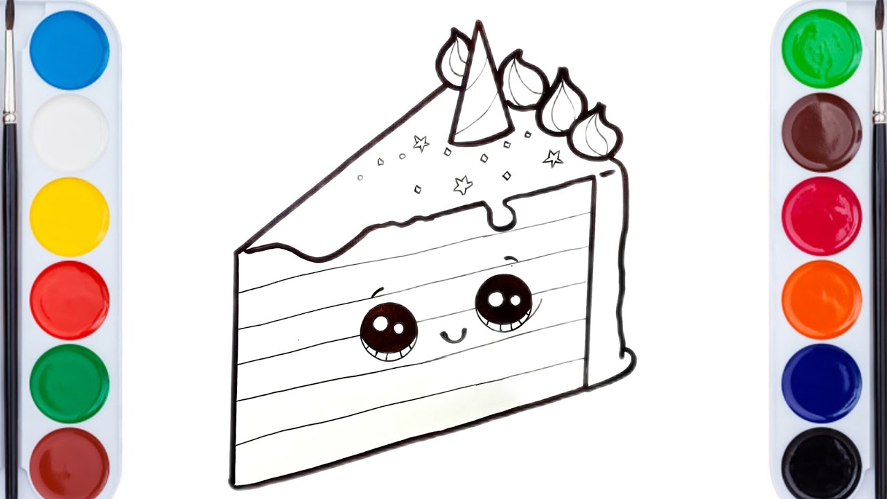 How to Draw Cake Slice | Easy Pastry Drawing | Unicorn Pastry Drawing ...