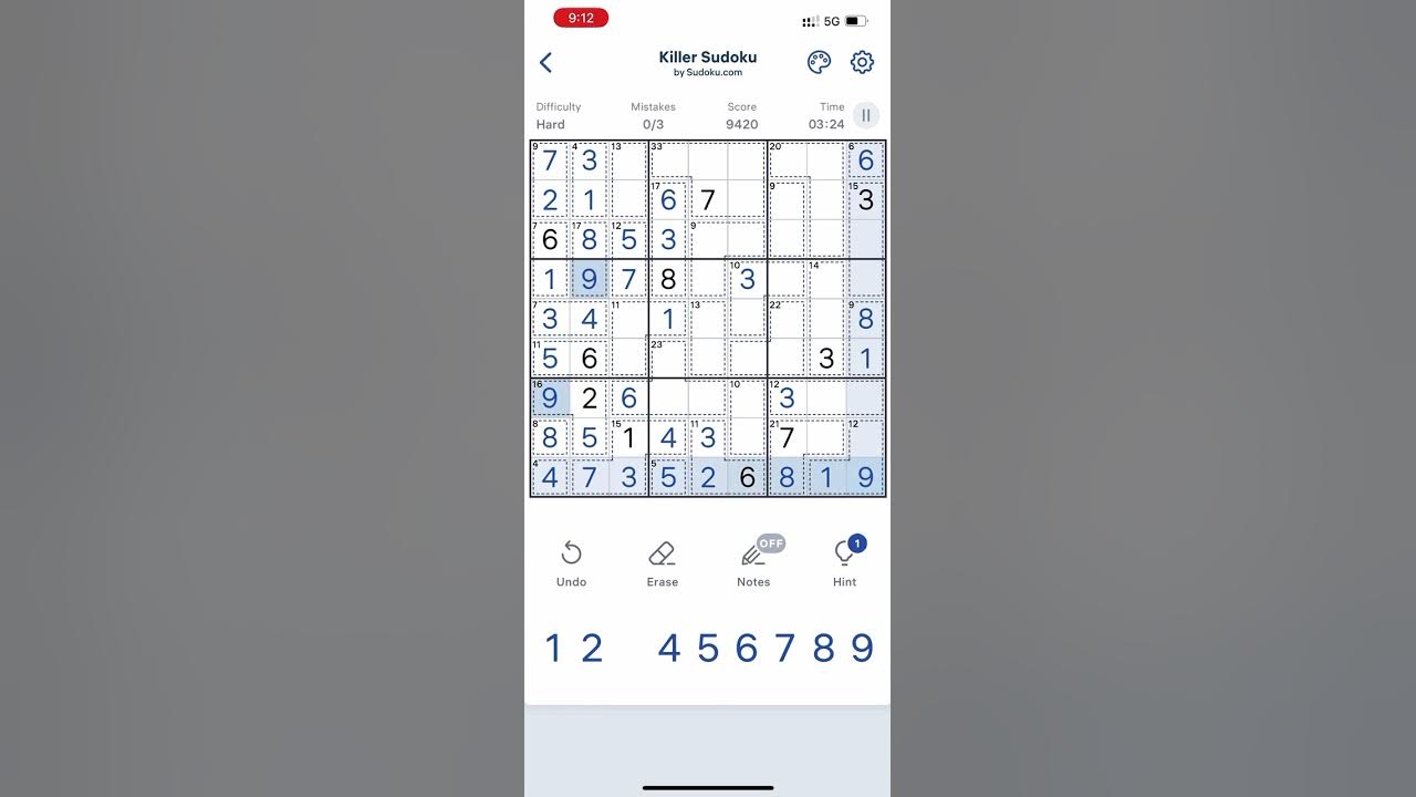 Killer Sudoku Tutorial - 9 - YouTube