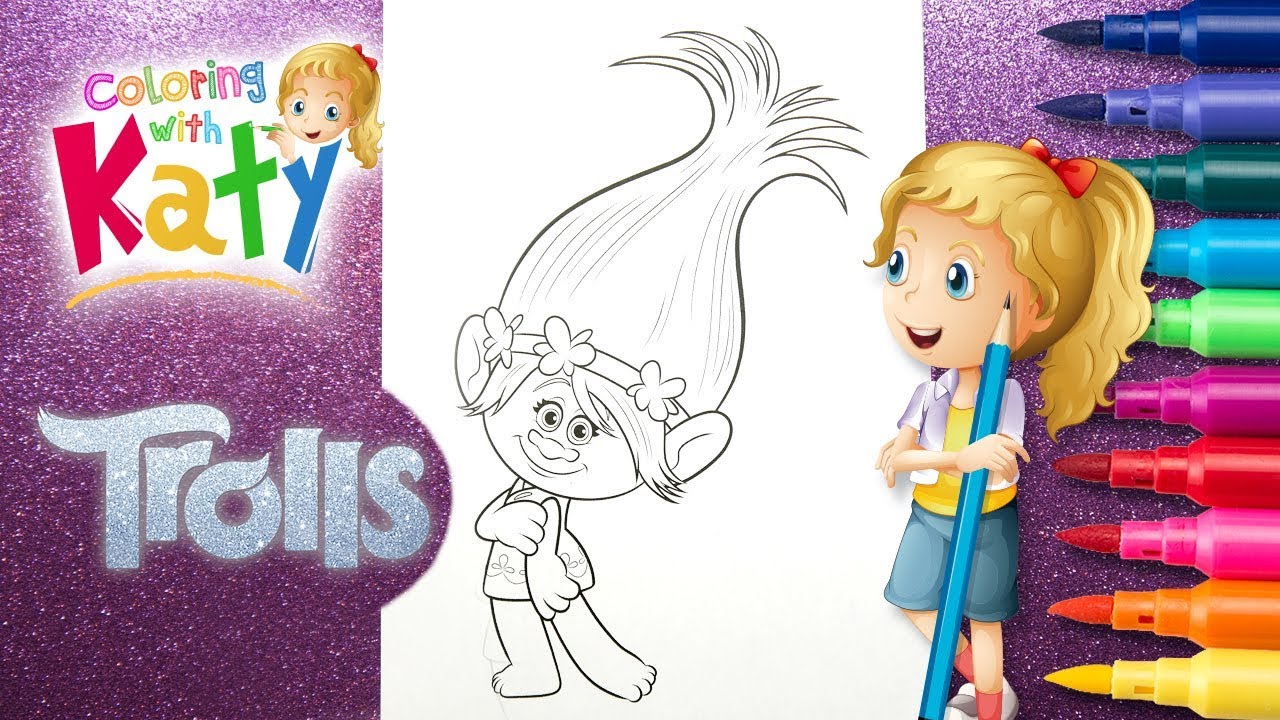 Coloring Trolls Coloring Page | Coloring with Katy (4K) for Kids and ...