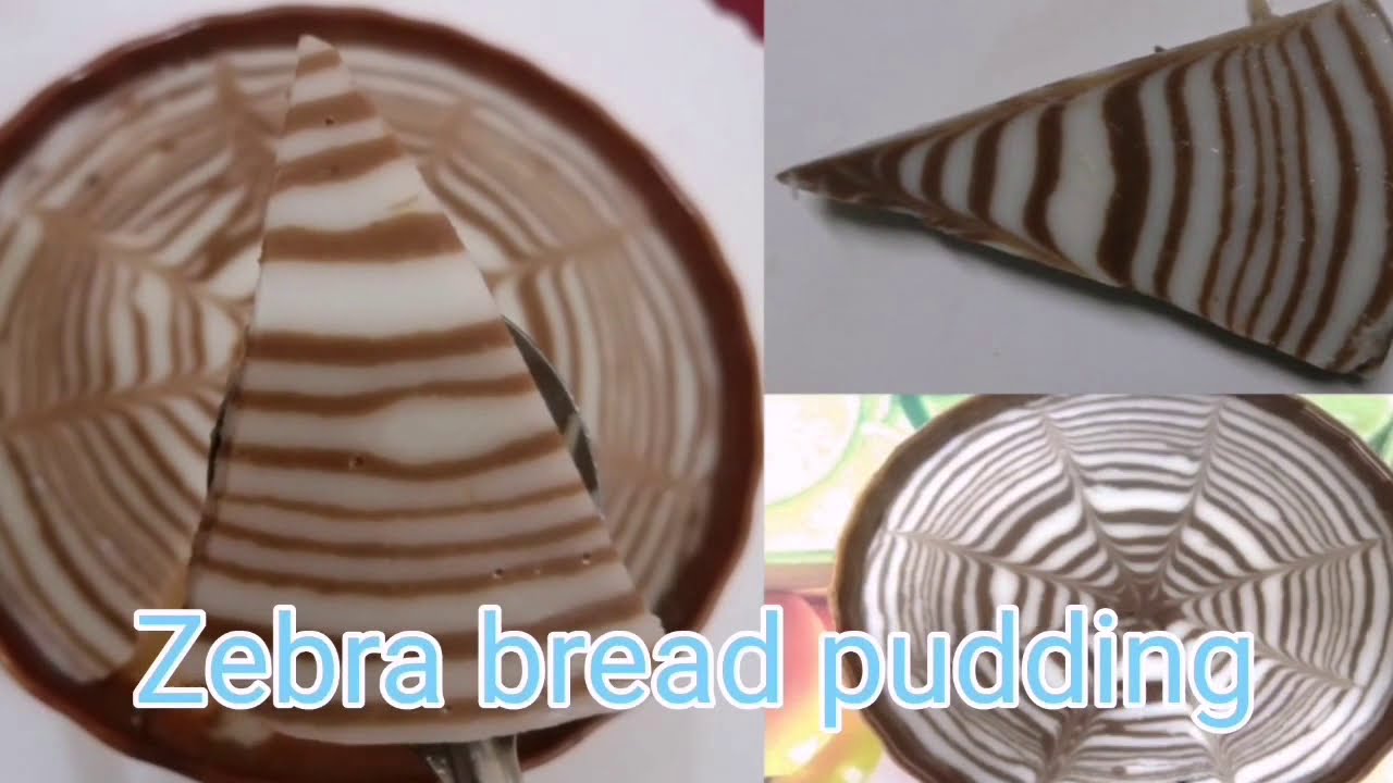 Zebra bread pudding /agaragar bread pudding/eggless bread pudding ...