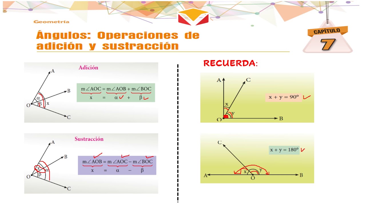 ÁNGULOS: OPERACIONES DE ADICIÓN Y SUSTRACCIÓN - YouTube