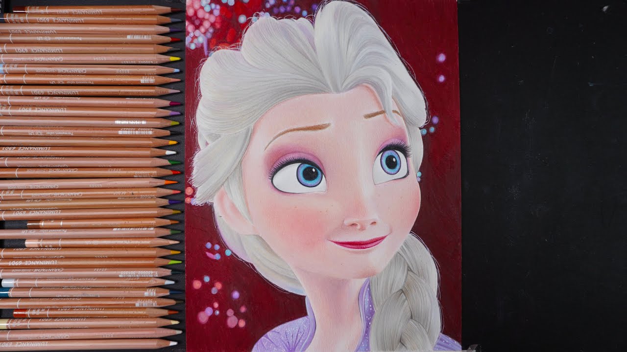 Drawing Queen Elsa from Disney Frozen 2 #disneyart #disneyfrozen # ...