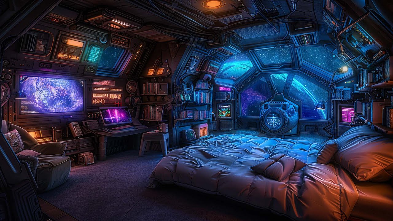 10 Hours Spaceship Bedroom Serenity | Cosmic White Noise for Deep Sleep ...