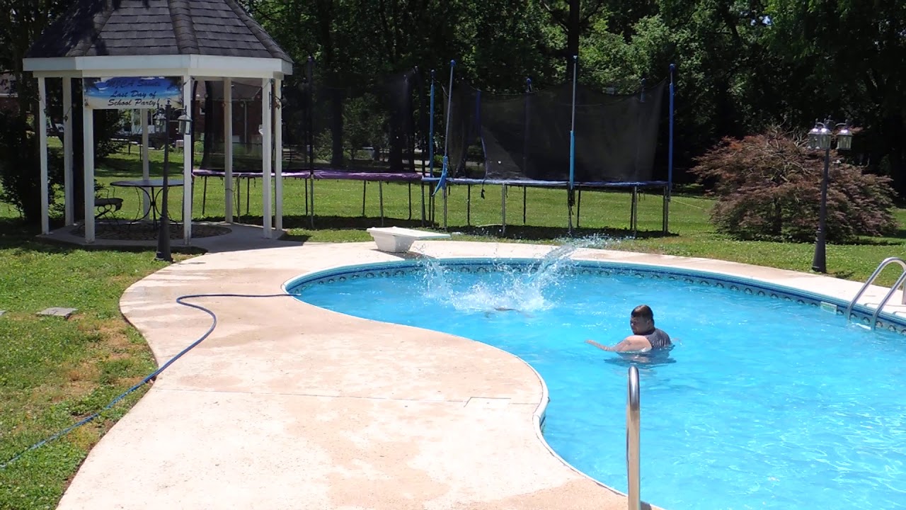 Tristyn jumping in pool - YouTube