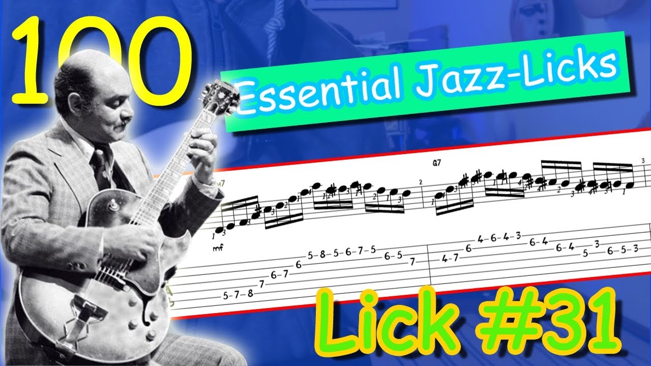 100 essential jazz-licks - lick #31 (guitar lesson with tablature ...