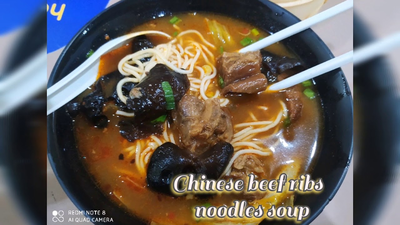 Chinese beef ribs noodles soup - YouTube