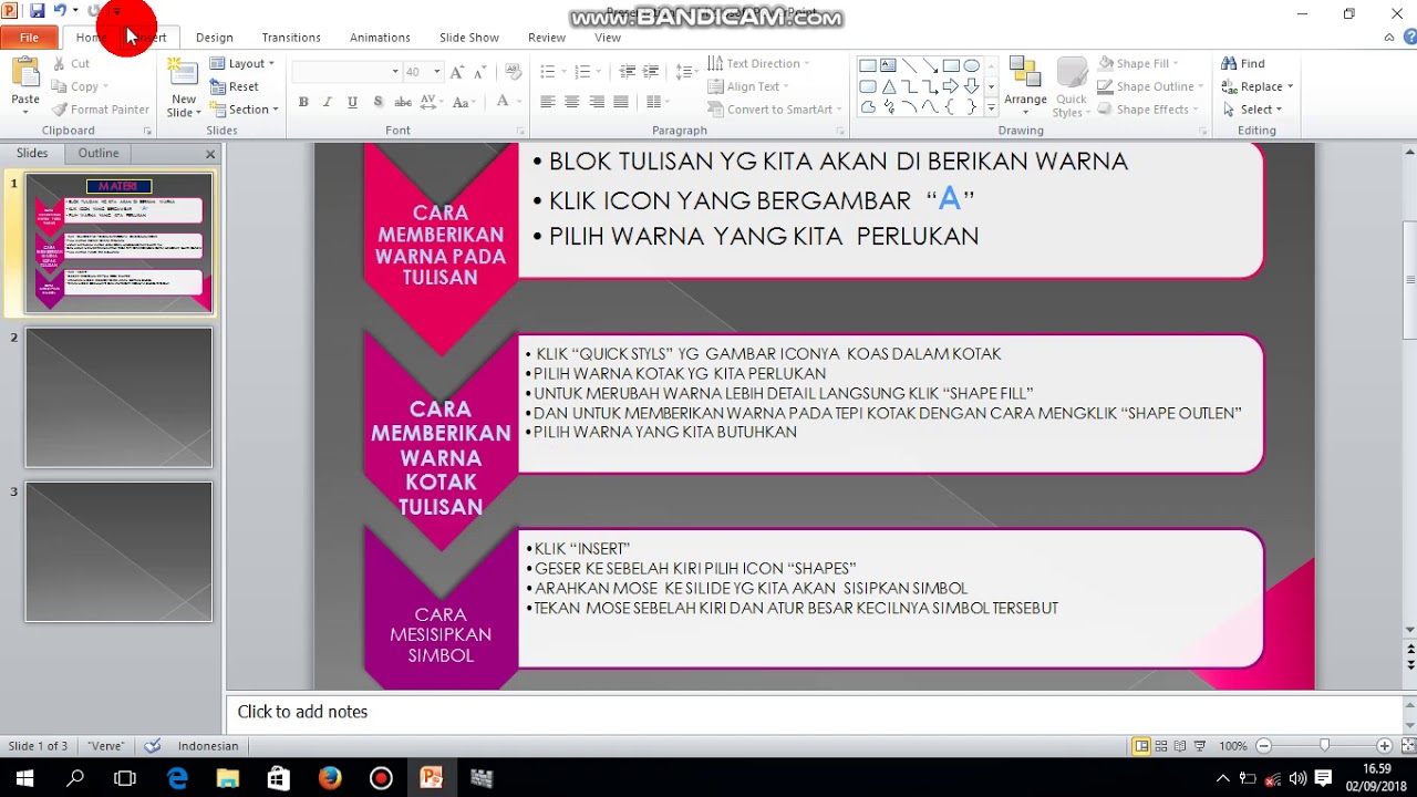 MATERI TIK POWERPOINT CARA MEMBERIKAN WARNA DAN SIMBOL - YouTube