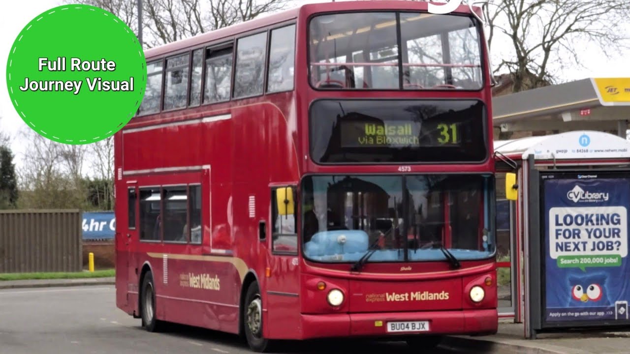 National Express West Midlands 31 Full Route Journey Visual- Walsall to ...