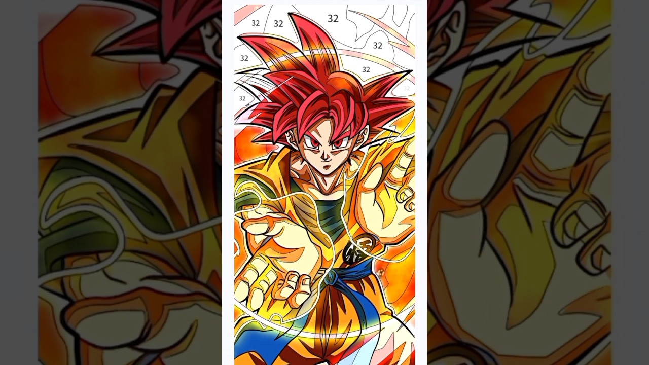 Coloring By Number | Coloring Page Of Goku | #shorts #goku #anime #dbs ...