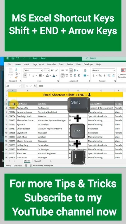 Shift + END + Arrow Keys | Excel tips and tricks at your fingertips #excelshorts #shortsfeed # ...