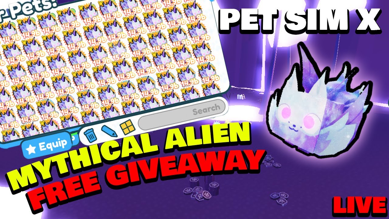 🔴LIVE! Pet Sim X🛸 Alien Mythical Free giveaway! | 4 DAYS NEW UPDATE ...