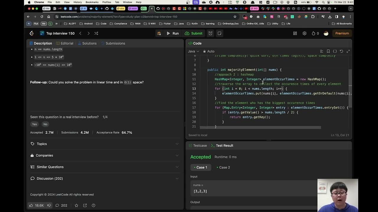 Leetcode Quick Review Vlog Problem 169 Majority Element Youtube