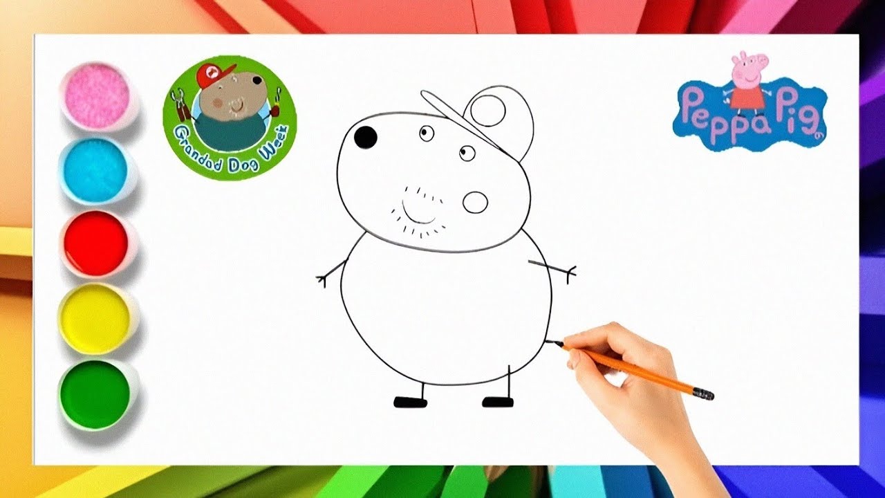 How To Draw Granddad Dog | Peppa Pig Friends | Drawings For Kids # ...