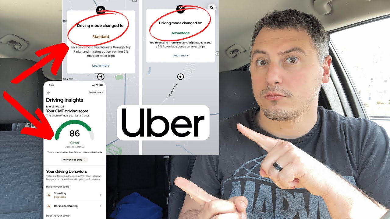 Uber ADVANTAGE Vs STANDARD Mode With Driving Scores - YouTube