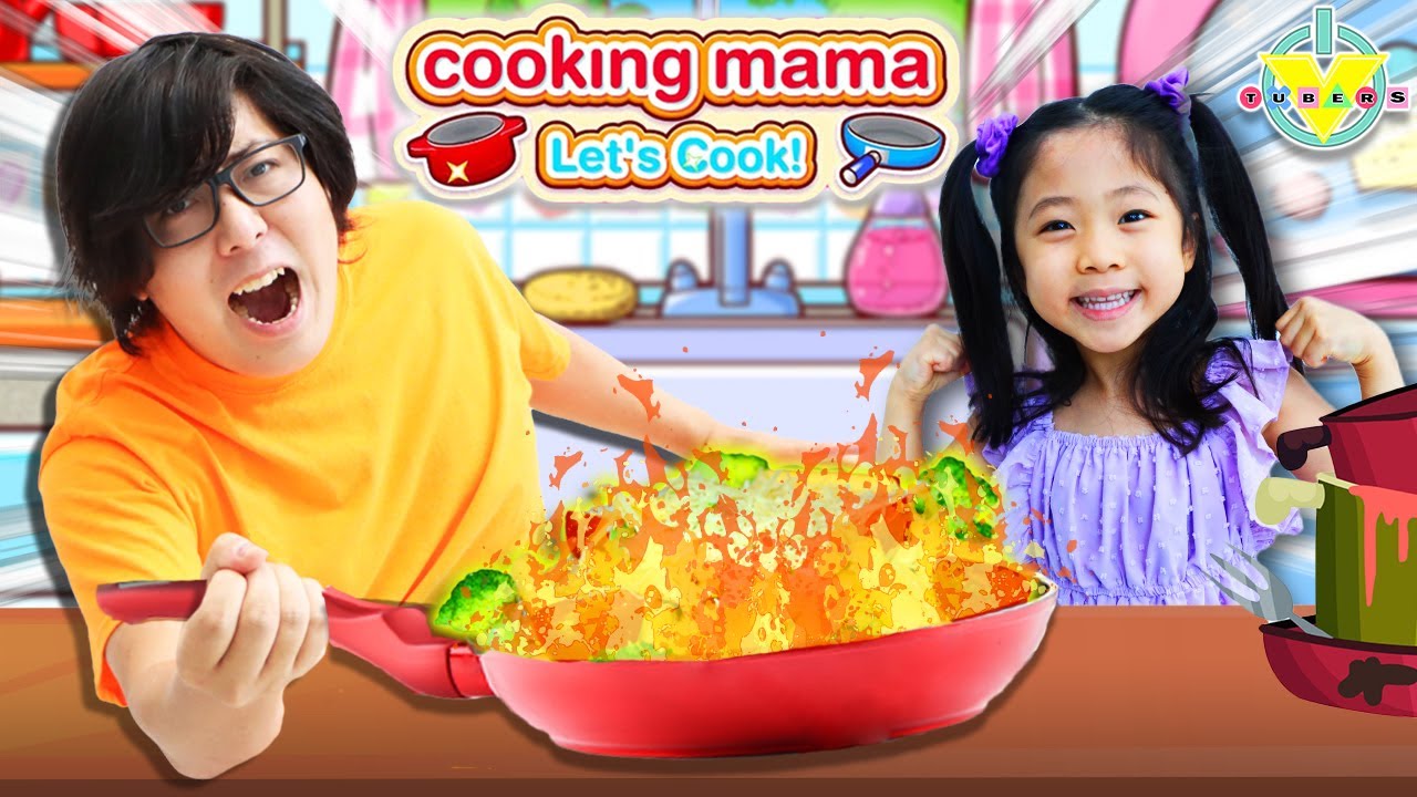 WE BURNT THE SPAGHETTI!? Let's Play Cooking Mama with Emma and Daddy ...