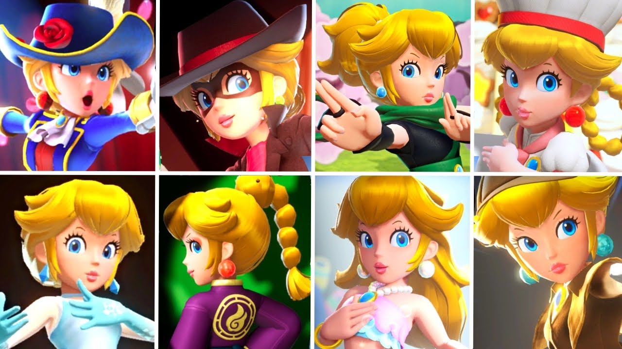 Princess Peach: Showtime! - All Ensembles & Sparkle Power Ups Gameplay ...